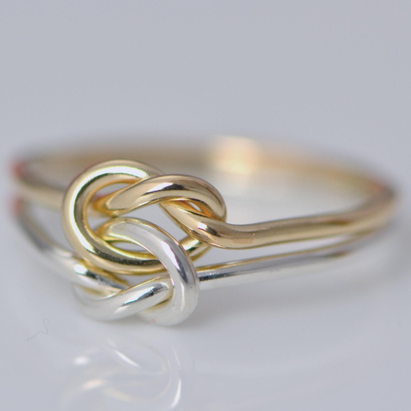 Double Knot Ring, Knot Promise Ring, Gold Filled Ring, Two Toned Ring ...