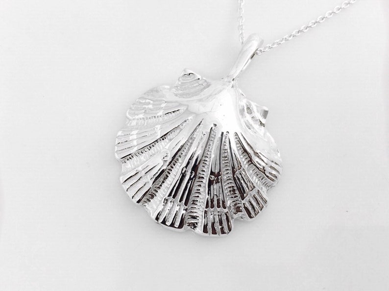 Sea Shell Necklace Silver Pendant Silver Shell Necklace | Etsy