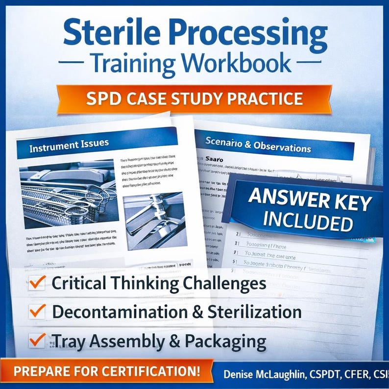 Sterile Processing Training Workbook SPD Case Study Practice CRCST Exam ...