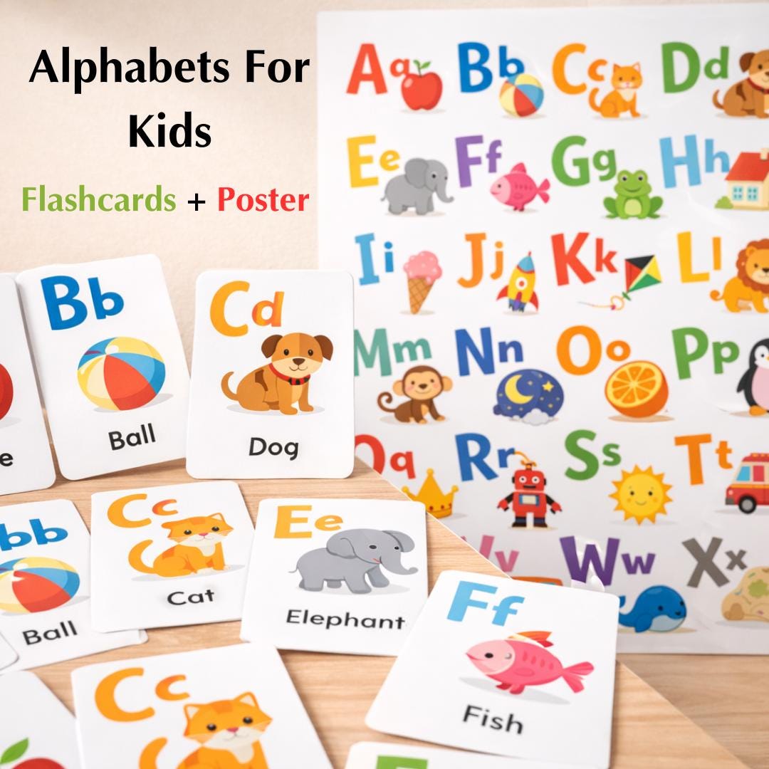 Alphabet Flashcards Printable & ABC Poster | Toddler Learning Cards ...