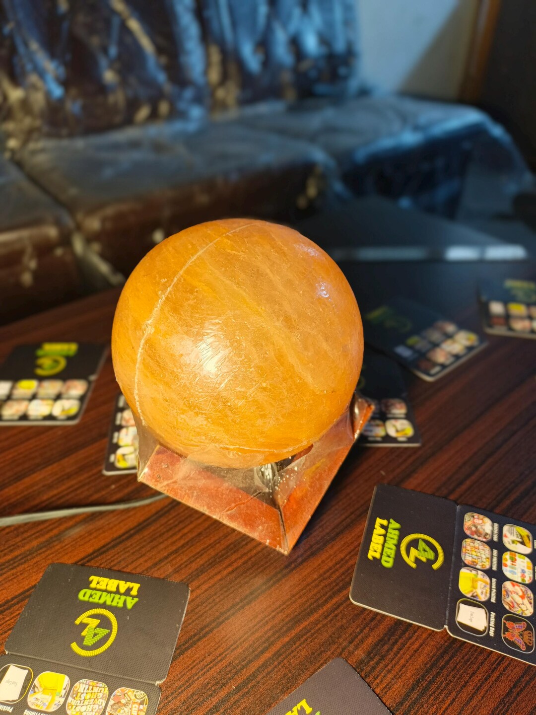 Hand-carved Himalayan Salt Sphere Lamp – 17" Round Crystal Ball 220V ...