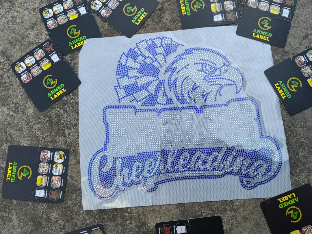 Cheerleading Eagles Rhinestone Iron on Transfer, Hotfix Crystal Bling ...