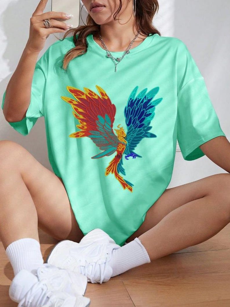 Colorful Phoenix Embroidery Design, Phoenix Bird Machine Embroidery ...