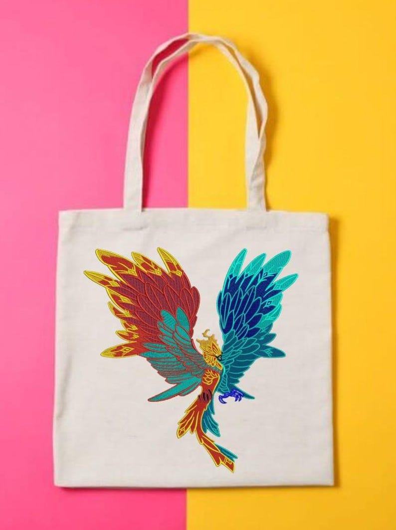 Colorful Phoenix Embroidery Design, Phoenix Bird Machine Embroidery ...