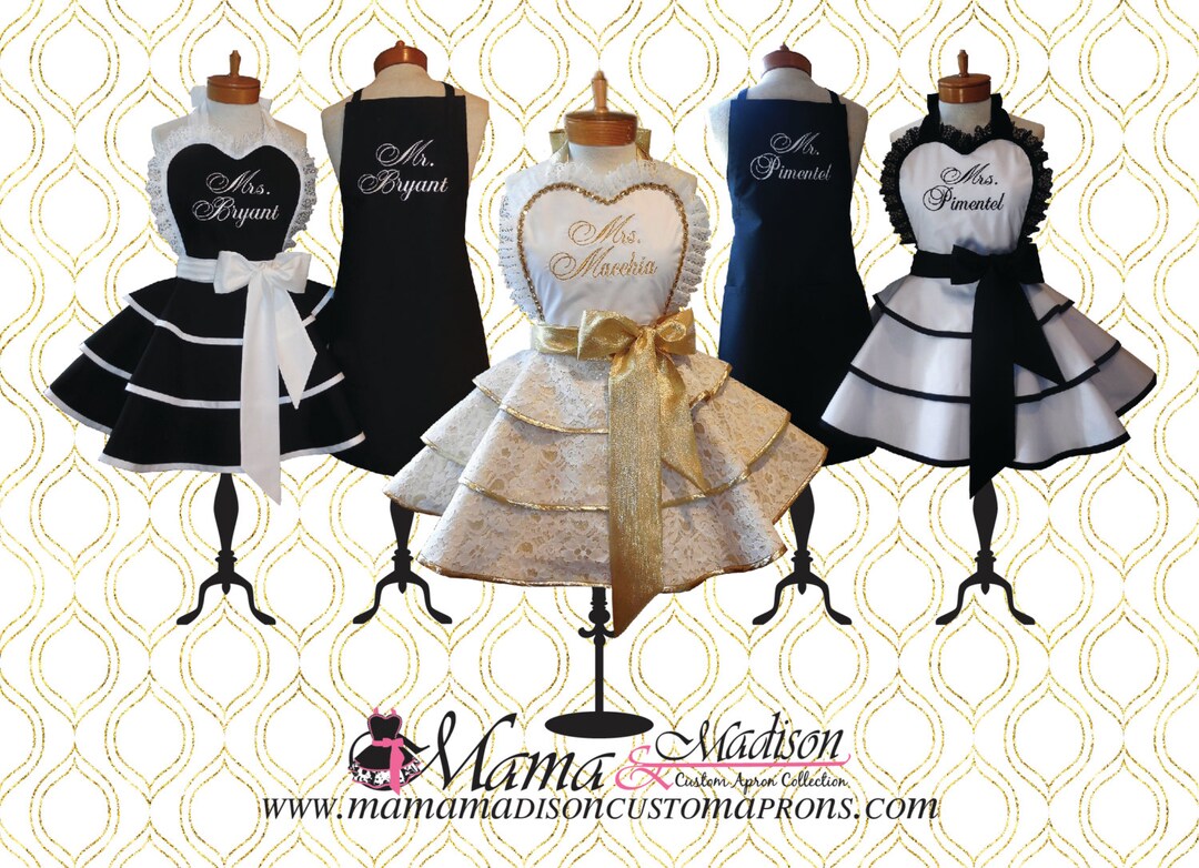 Wedding Aprons//embroidered Aprons//bridal Aprons//mr. and Mrs.//his ...