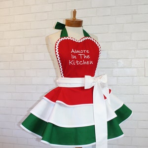 Amore in the Kitchen//woman's Modern Vintage Embroidered Apron//italian ...