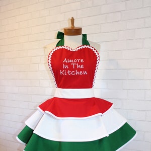 Amore in the Kitchen//woman's Modern Vintage Embroidered Apron//italian ...