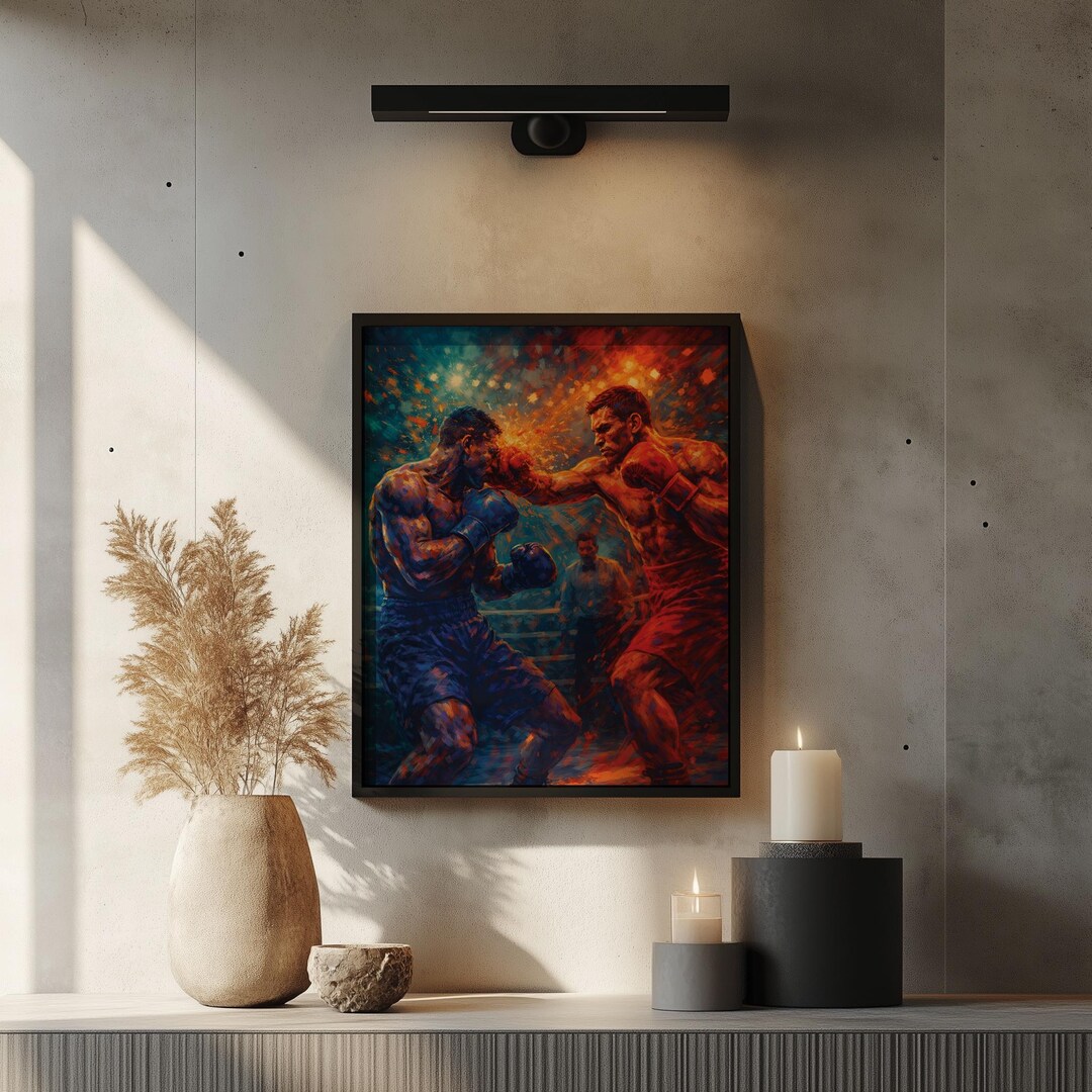 World Champion Printable Boxing Art - Dramatic Cosmic Fighting Scene ...