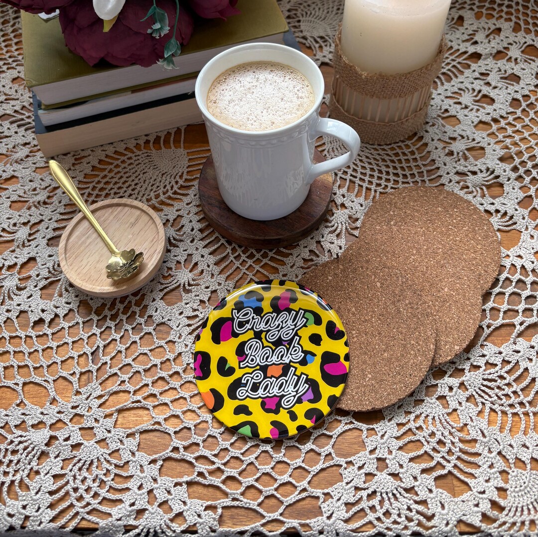 Crazy Book Lady Coaster - Handmade Bookish Themed Coaster With Glossy ...