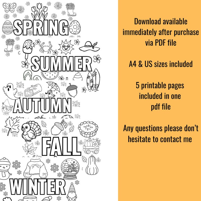 5 Easy Bold Seasons Colouring Pages| Seasons Themed Colouring Pages ...