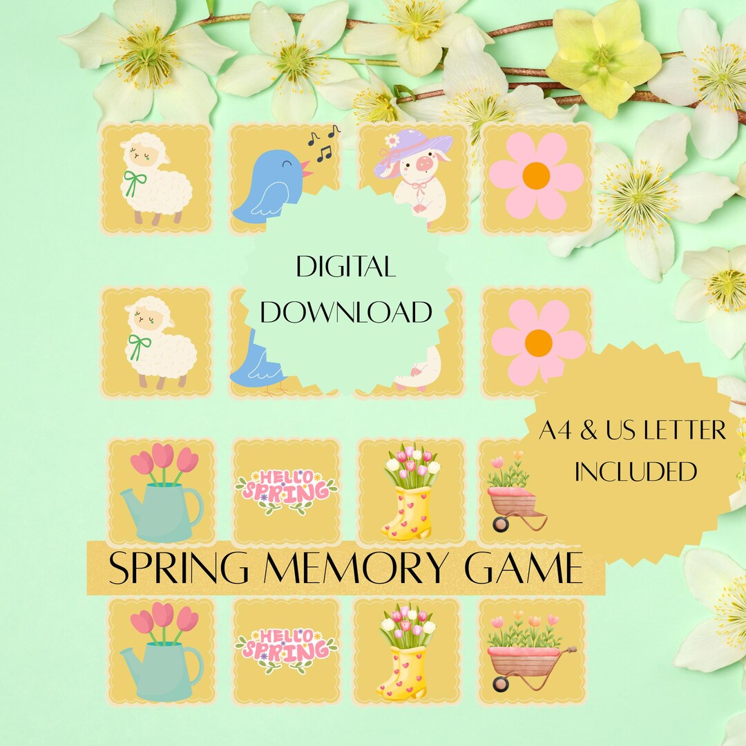 Spring Memory Game Printable| Kids Matching Game| Spring Activity| Home ...