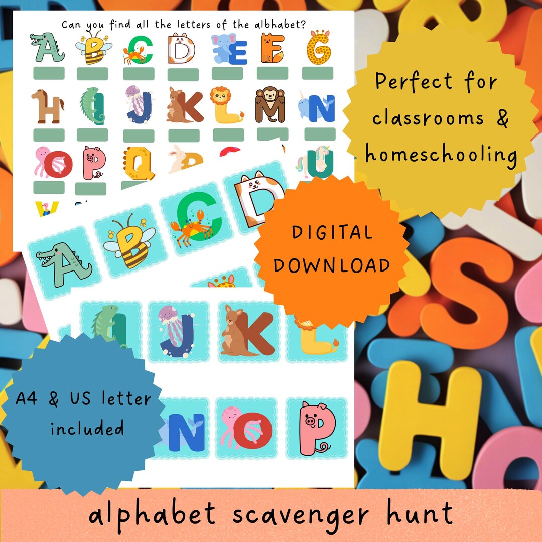 Alphabet Scavenger Hunt Printable Game | Scavenger Hunt Activity for ...