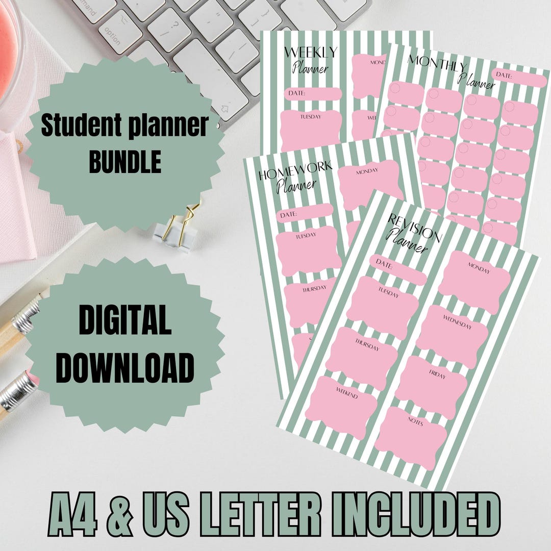 Student Planner Printable Bundle| Study Planner |weekly Planner ...
