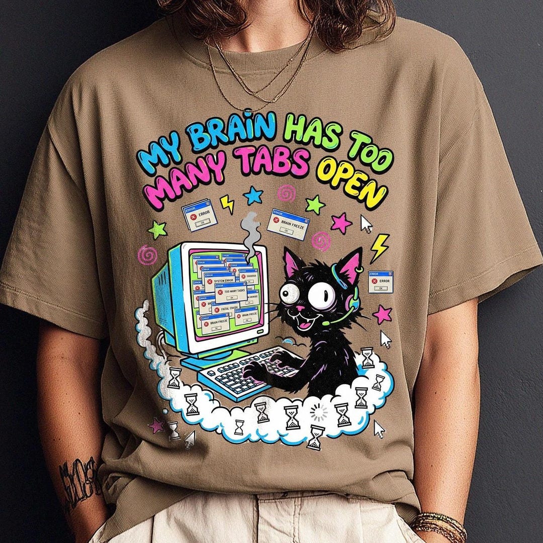 ADHD Cat T-shirt Dopa the Chaos Cat, Neurodivergent Humor Shirt, Funny ...