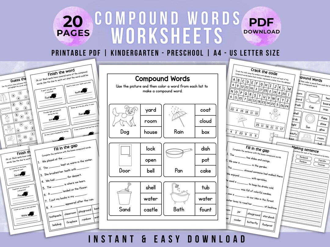 20 Pages Compound Words Worksheets | Reading & Writing Practice | Dab ...