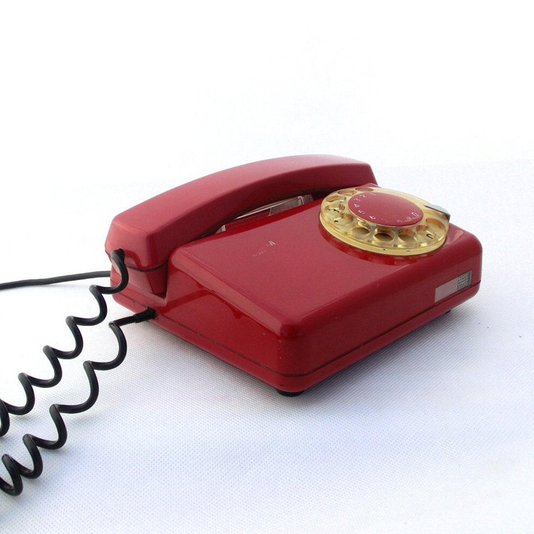 Vintage Red Rotary Telephone From 70s, Ruby Red Vintage Style Decor ...