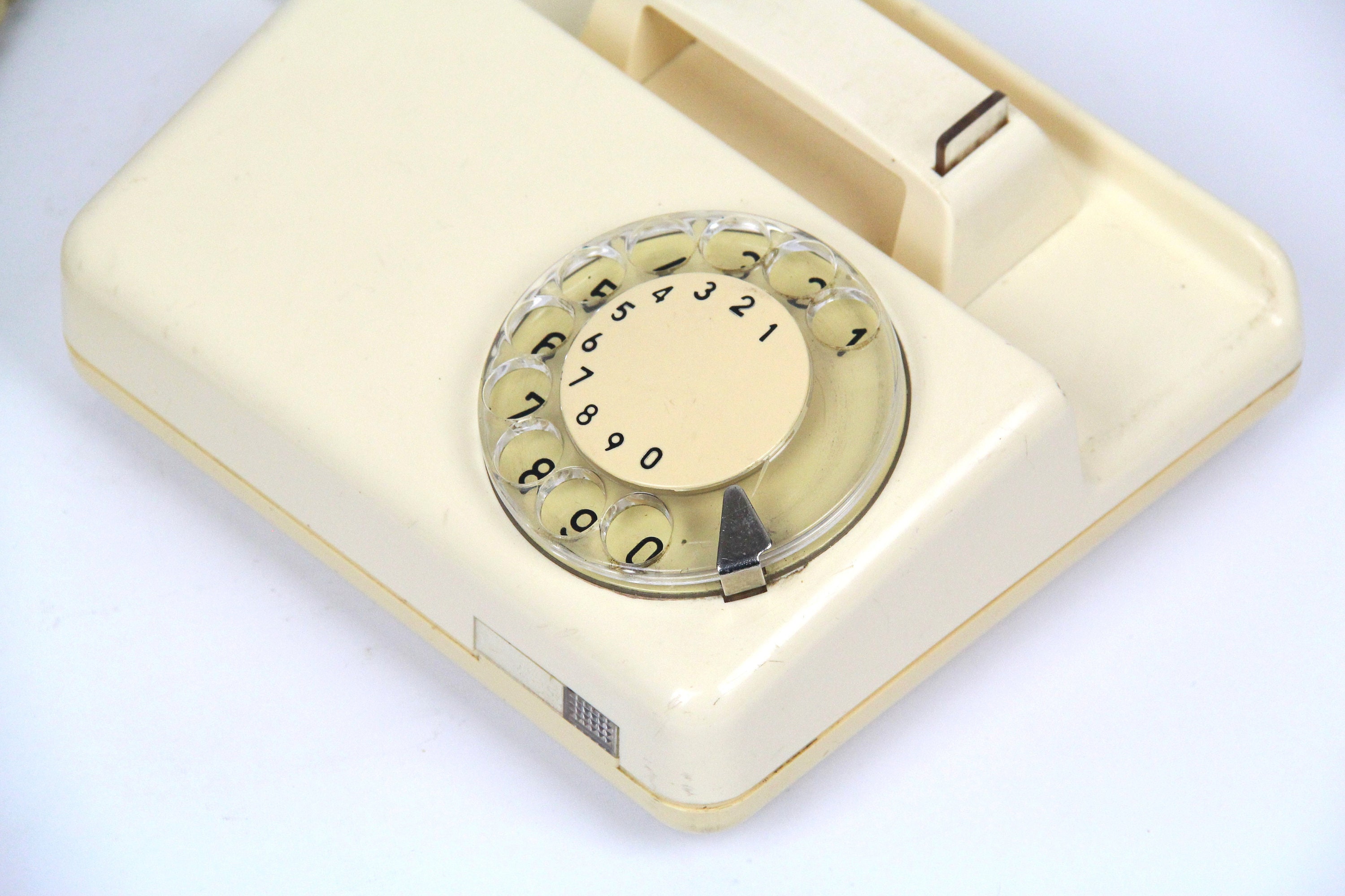 Vintage Rotary Telephone 80s Vanilla Double Color, Dial Desk Phone ...