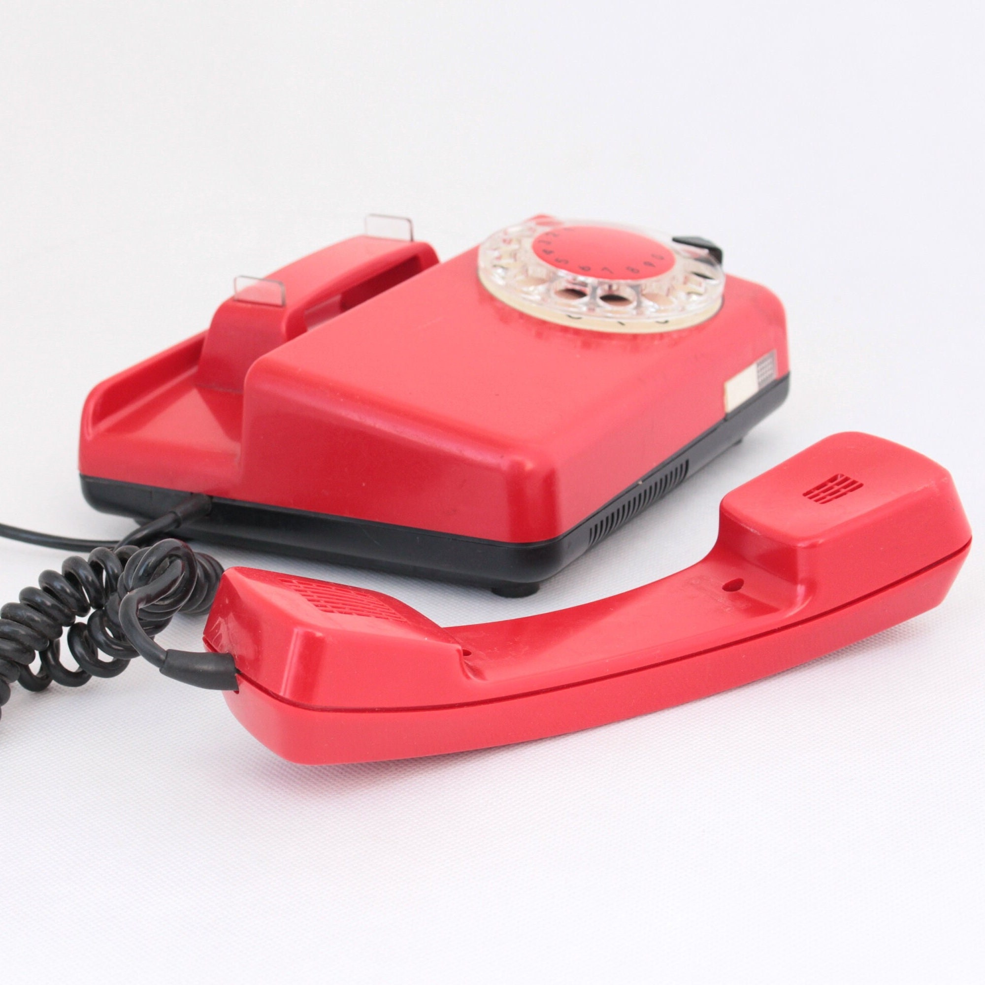 Vintage Red Rotary Telephone From 70s, Red Telephone Tulipan, Unique ...