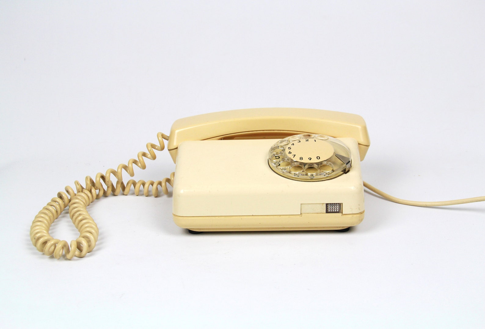Vintage Rotary Telephone 80s Vanilla Double Color, Dial Desk Phone ...