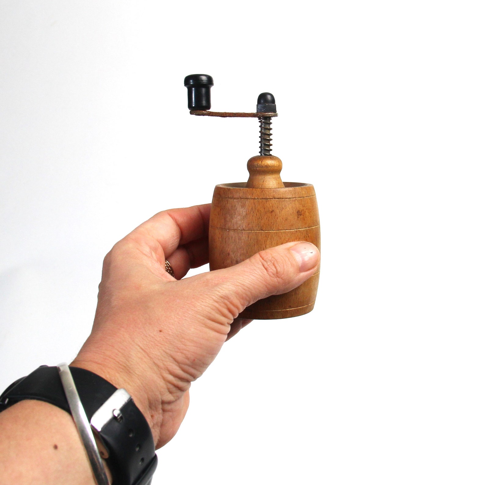 Vintage Barrel Small Wooden Pepper Mill From 1970, Collectibles Grinder ...