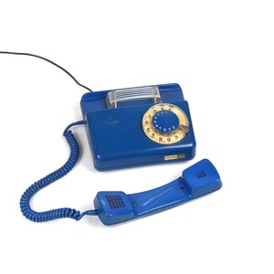 Vintage Blue Rotary Telephone, 70s Blue Desk Phone Tulipan RWT Made in ...