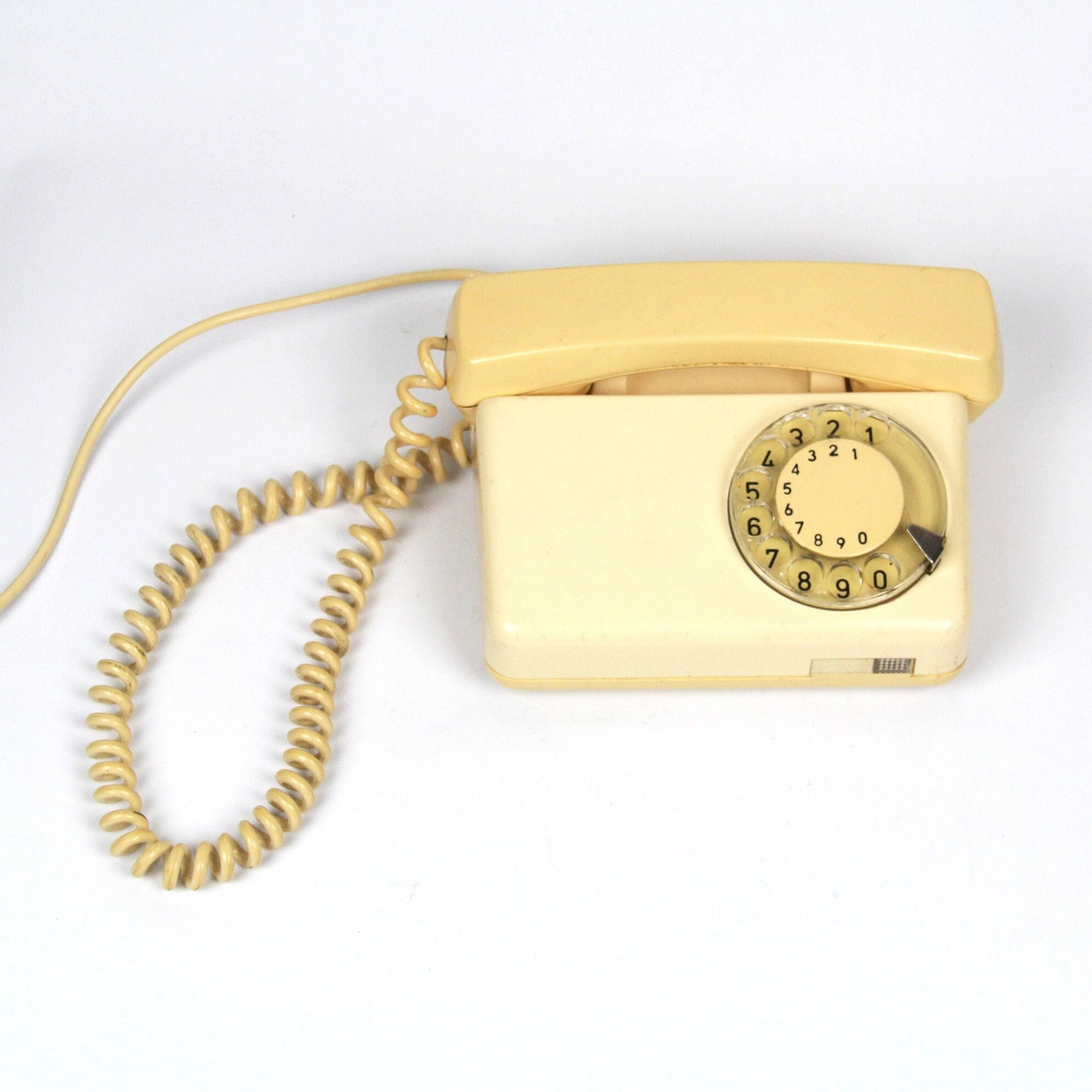 Vintage Rotary Telephone 80s Vanilla Double Color, Dial Desk Phone ...