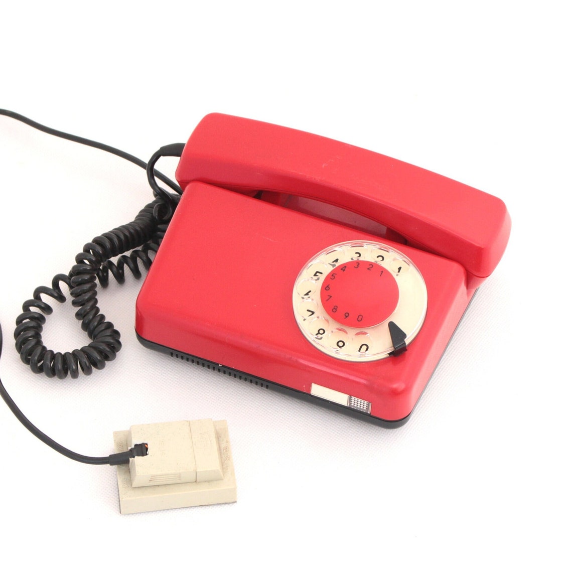 Vintage Red Rotary Telephone From 70s, Red Telephone Tulipan, Unique ...
