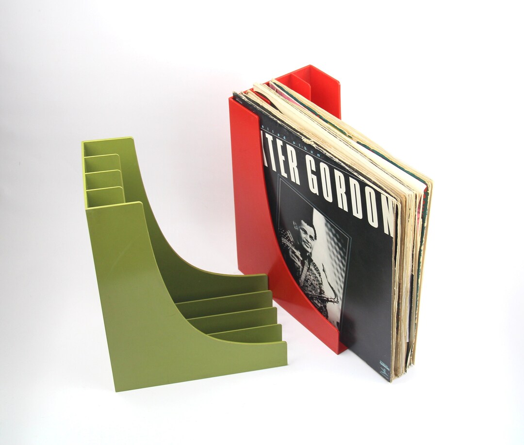 Vinyl Record Stand Holder 70s Red and Green (2 Piece Set), Vintage ...