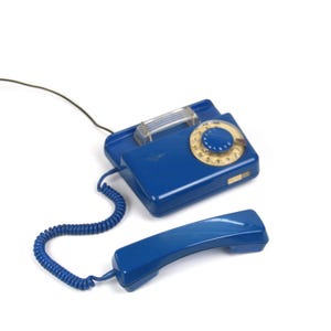 Vintage Blue Rotary Telephone, 70s Blue Desk Phone Tulipan RWT Made in ...