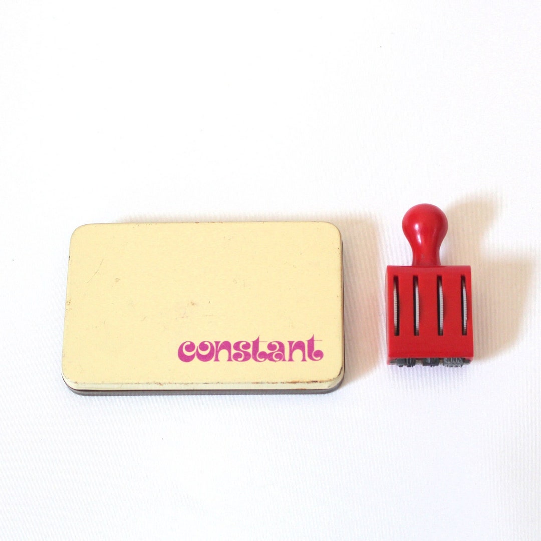 Vintage Office Stamp Set 90s Red Plastic Dater Stamp With Pad, Small ...