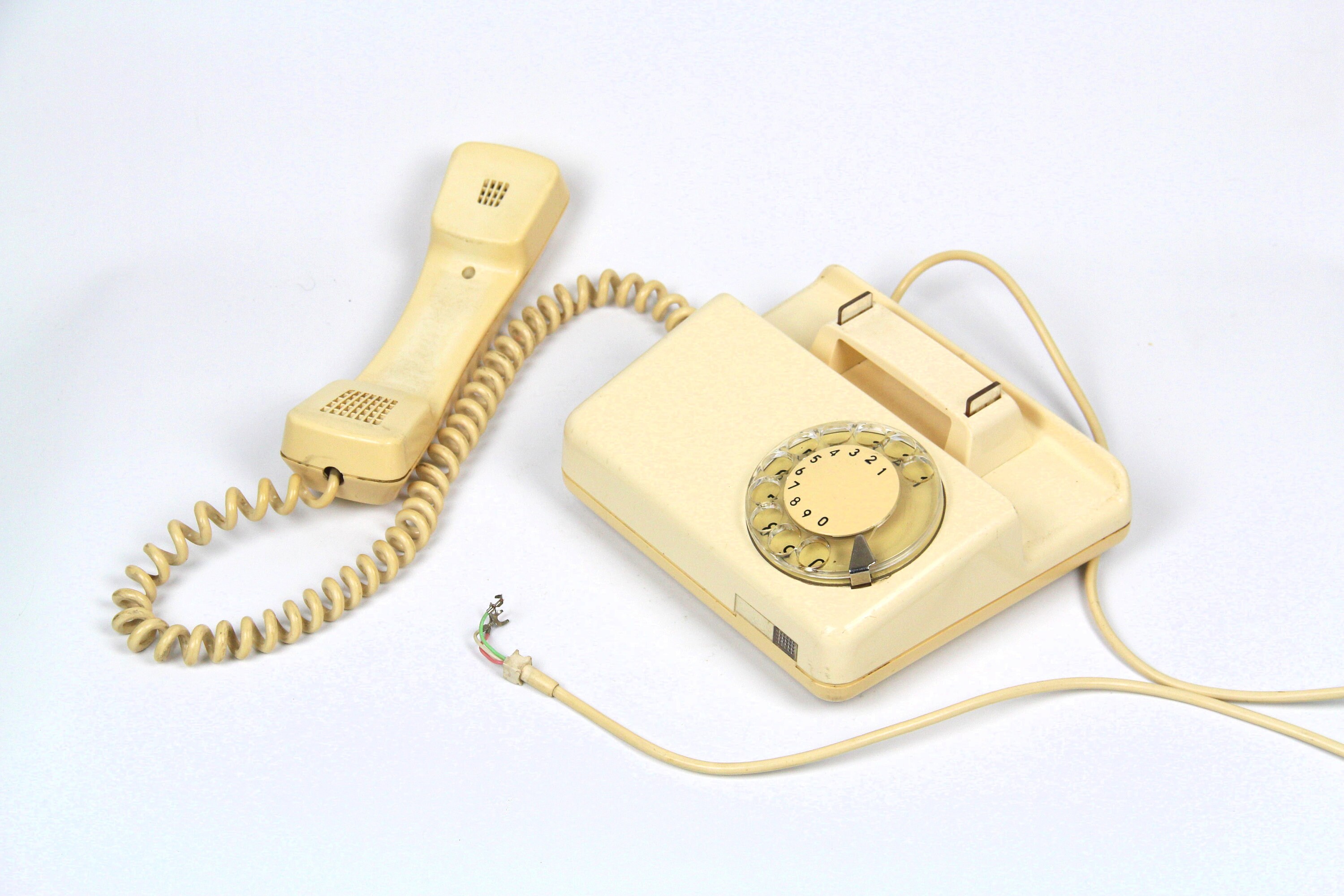 Vintage Rotary Telephone 80s Vanilla Double Color, Dial Desk Phone ...
