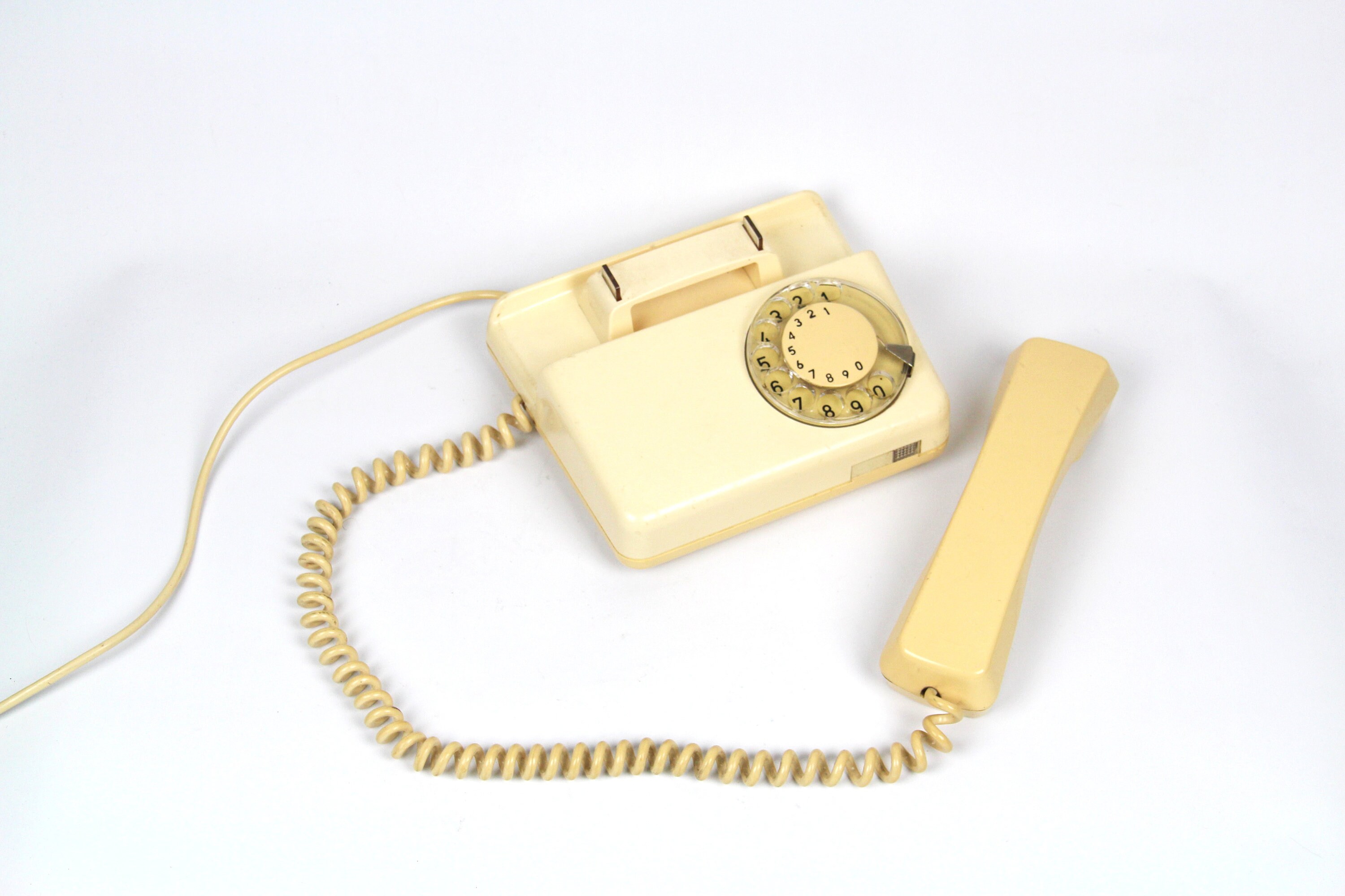 Vintage Rotary Telephone 80s Vanilla Double Color, Dial Desk Phone ...