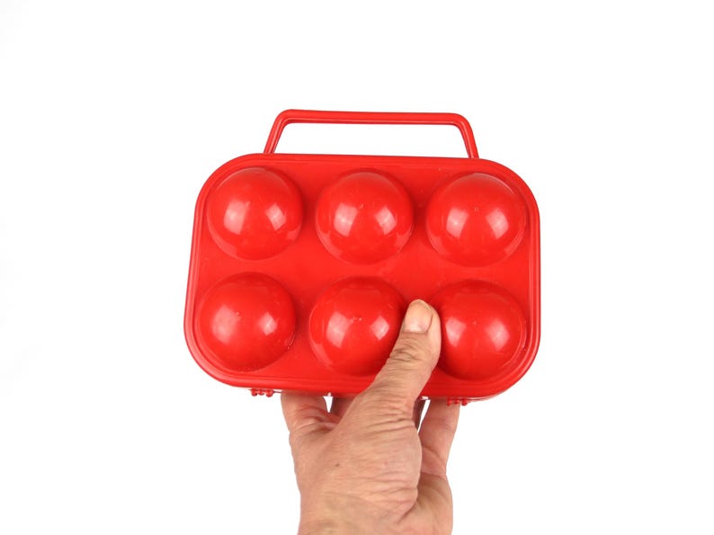 Vintage Red Egg Holder Box, 80s German Plastic Egg Basket, Retro ...