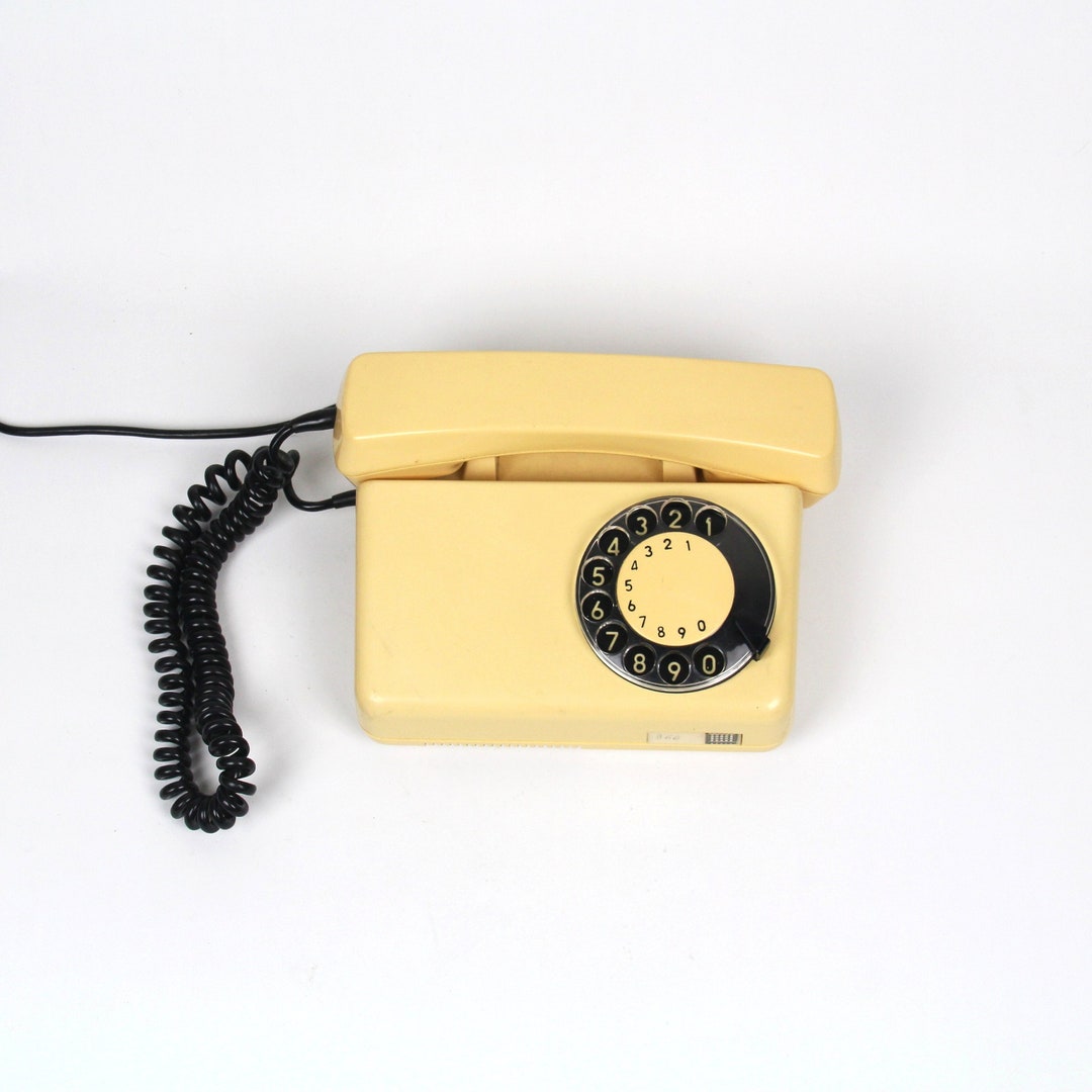 Vintage Creamy / Vanilla Rotary Telephone 80s, Dial Desk Phone Tulipan ...