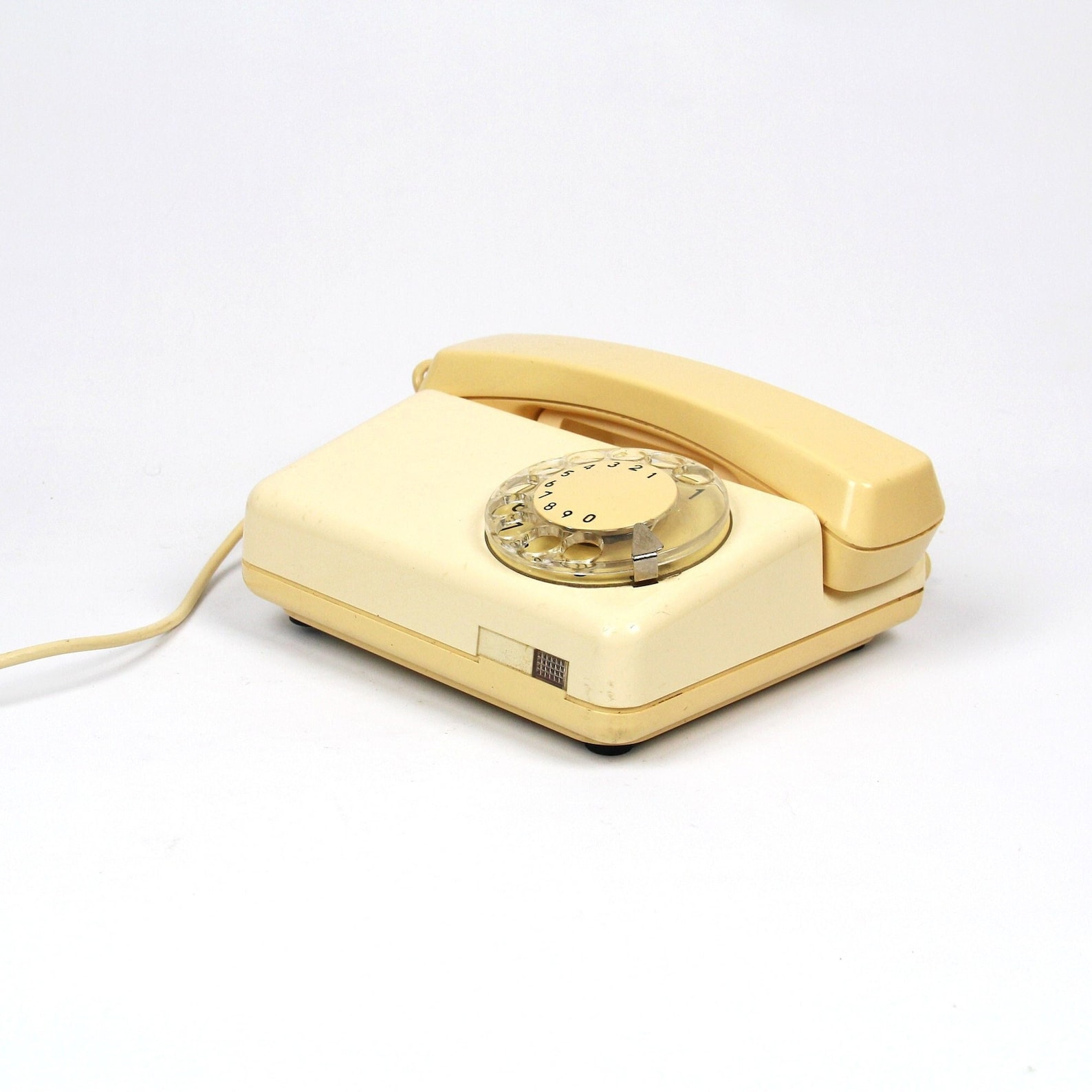 Vintage Rotary Telephone 80s Vanilla Double Color, Dial Desk Phone ...