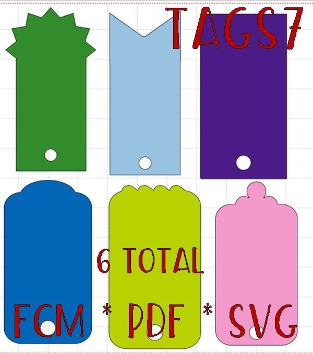 Digital L Gift Tags 7 L FCM L PDF L SVG L Cricut L Silhouette L Scan N ...