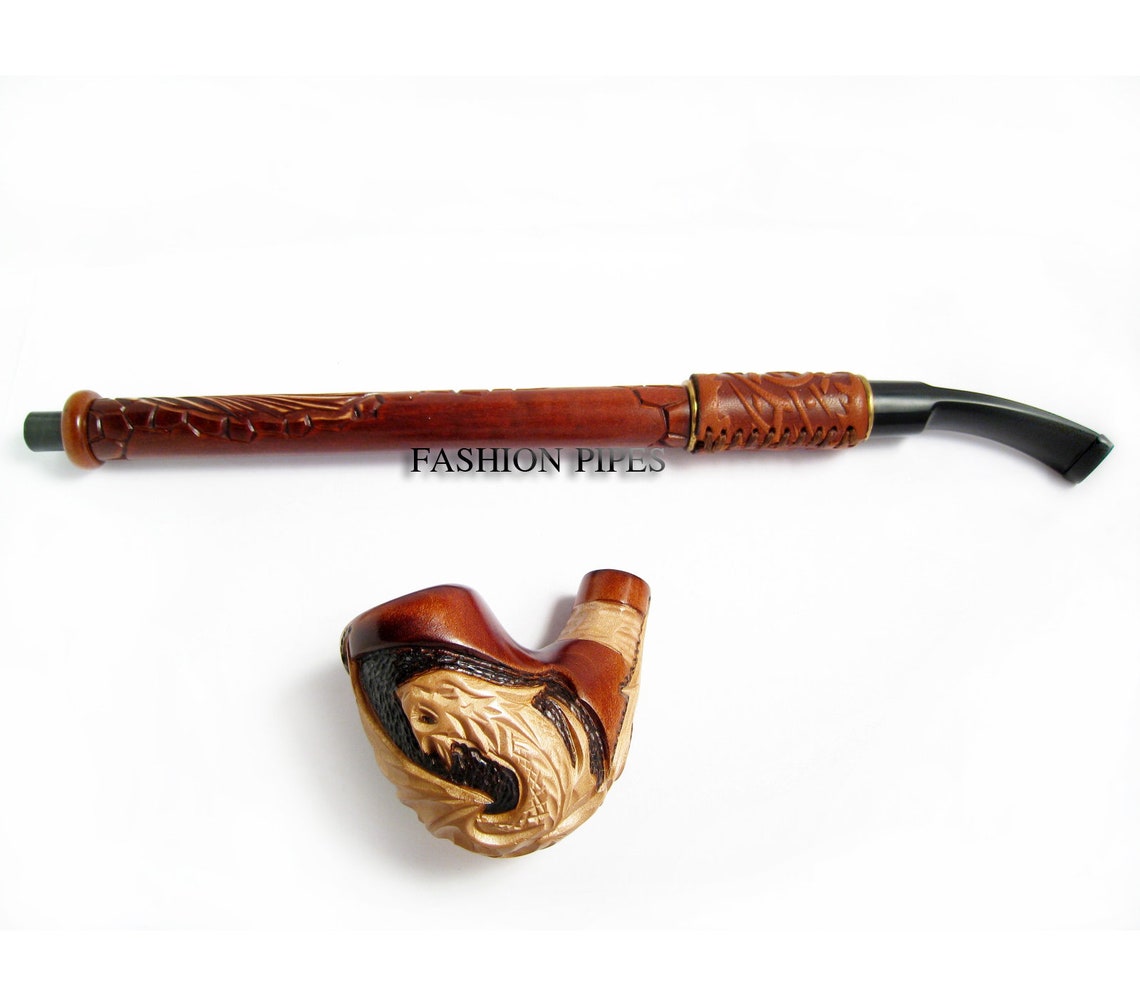 New Tobacco Pipe Set Carved Dragon Pipe Pear Root | Etsy