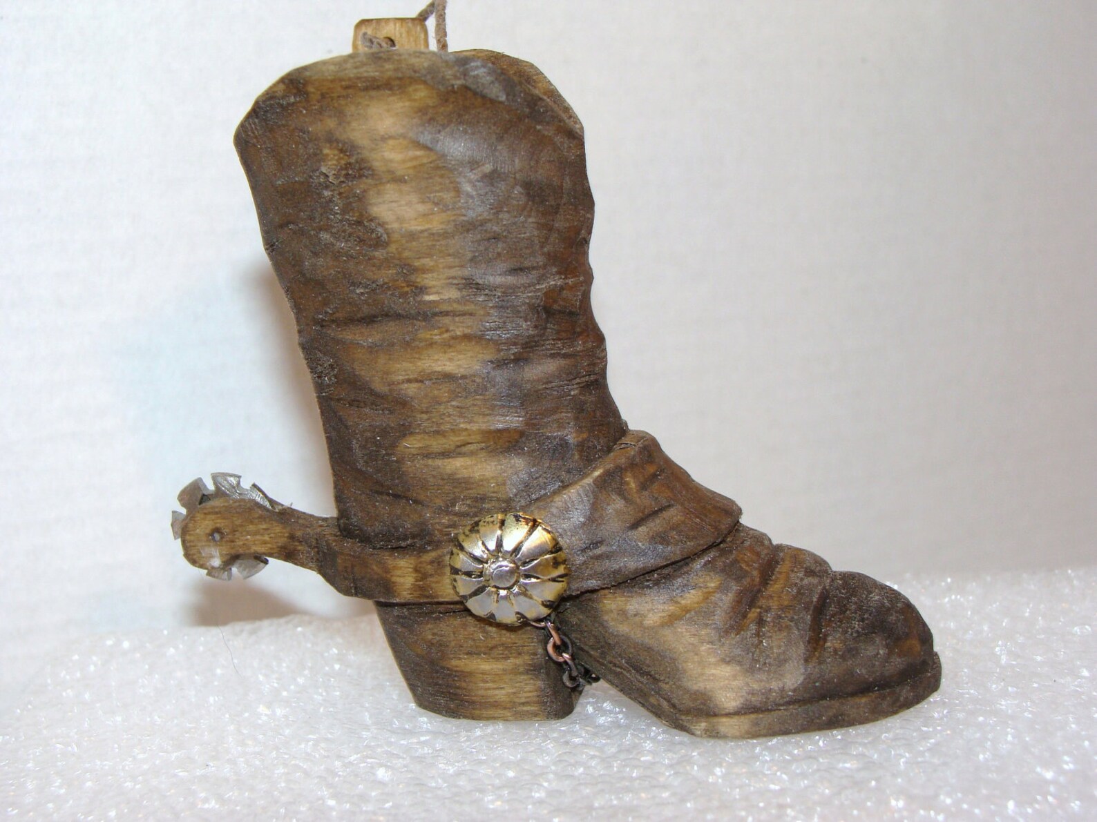 Hand Carved Cowboy Boot Ornament With Spurs - Etsy