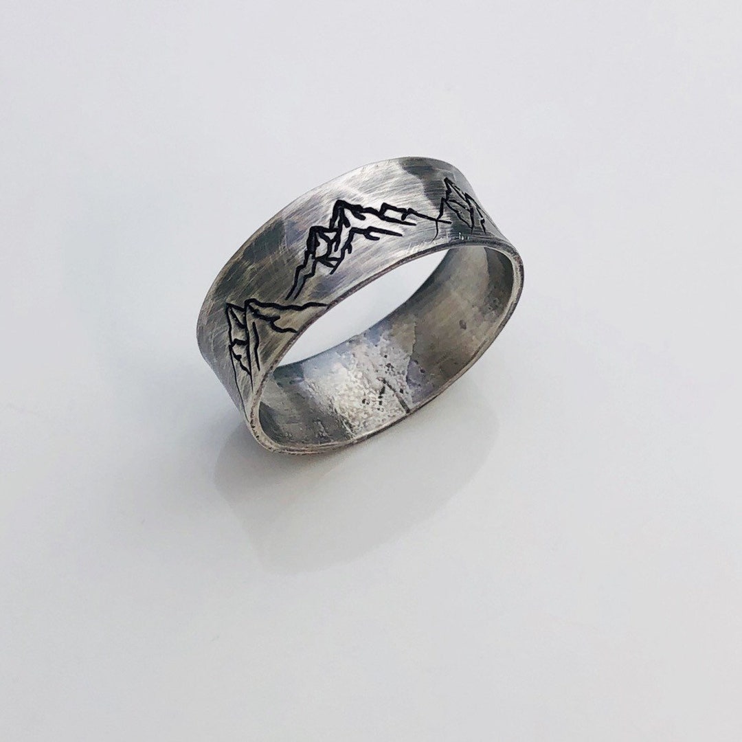 Mountain Ring for Him Wide Silver Ring Men's Ring Silver Anniversary ...