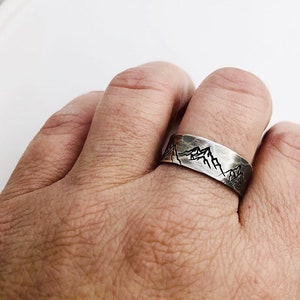 Mountain Ring for Him Wide Silver Ring Men's Ring Silver Anniversary ...