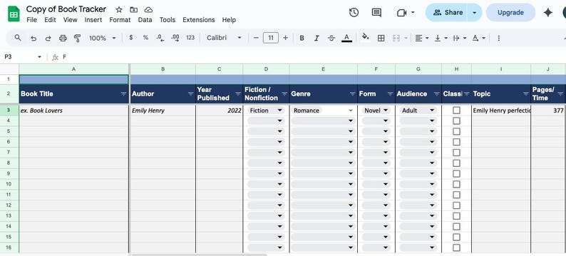 Book Tracker Spreadsheet for Readers Who Love Data | Fully Customizable ...