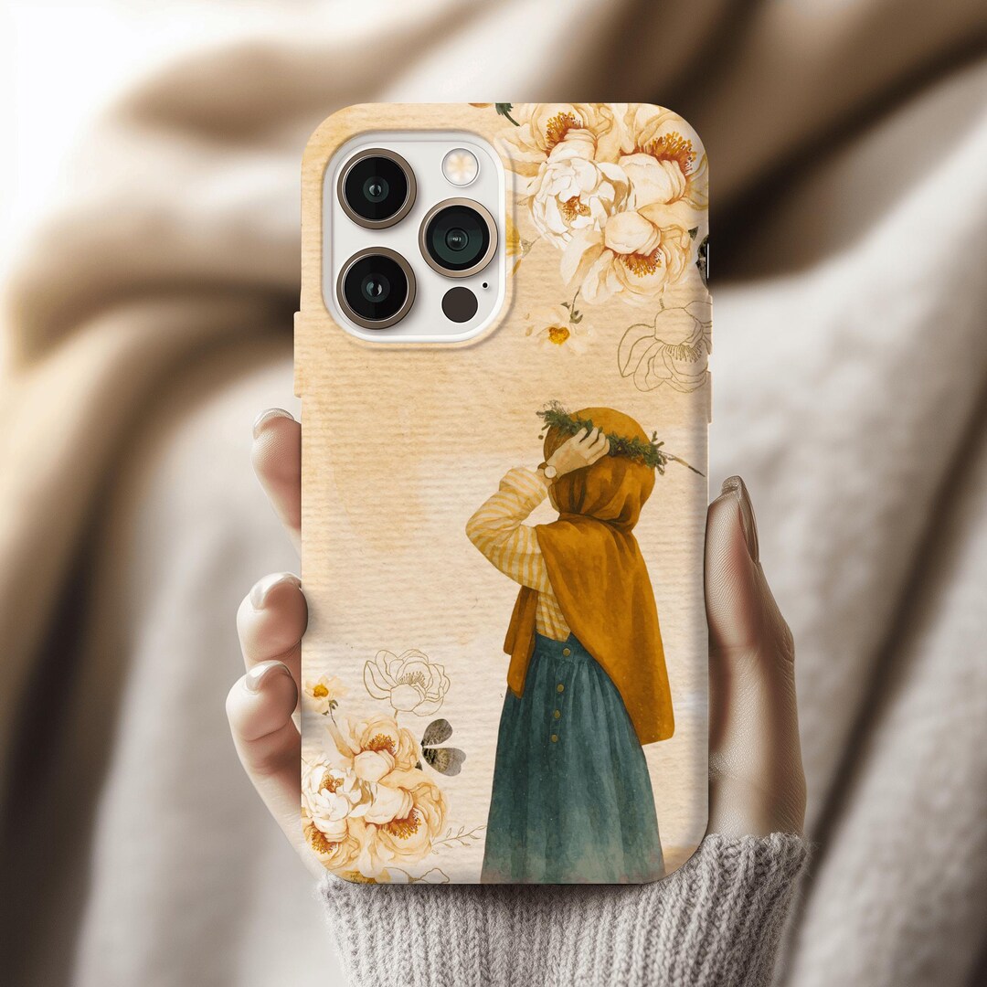 Hijabi Girl Phone Case, Floral Muslimah Aesthetic Phone Cover, Modest ...