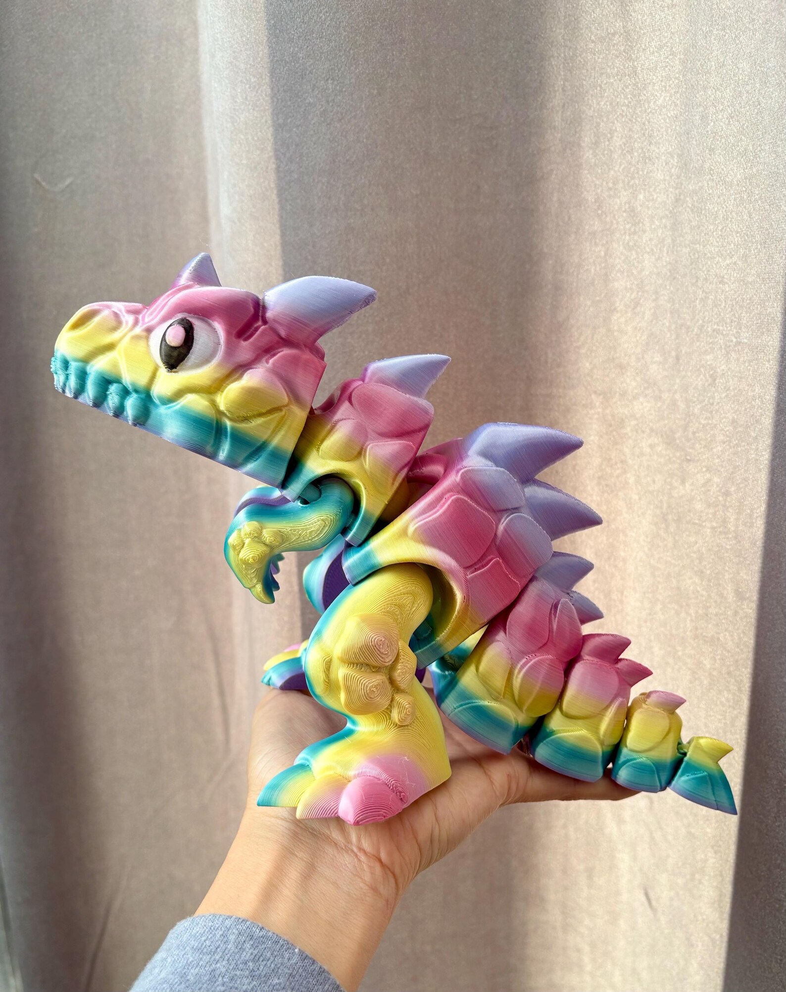 3d Printed Articulated Multiple Colors Dinosaur, Flexible Dino Figurine ...