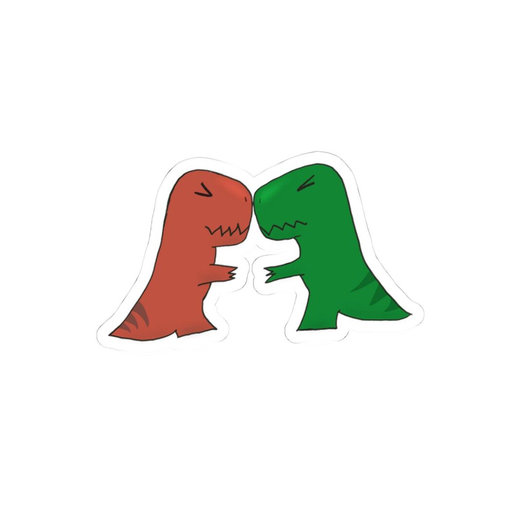 Kissing Dinosaurs Kiss-cut Stickers | Cute T-rex Couple Vinyl Decal - Etsy