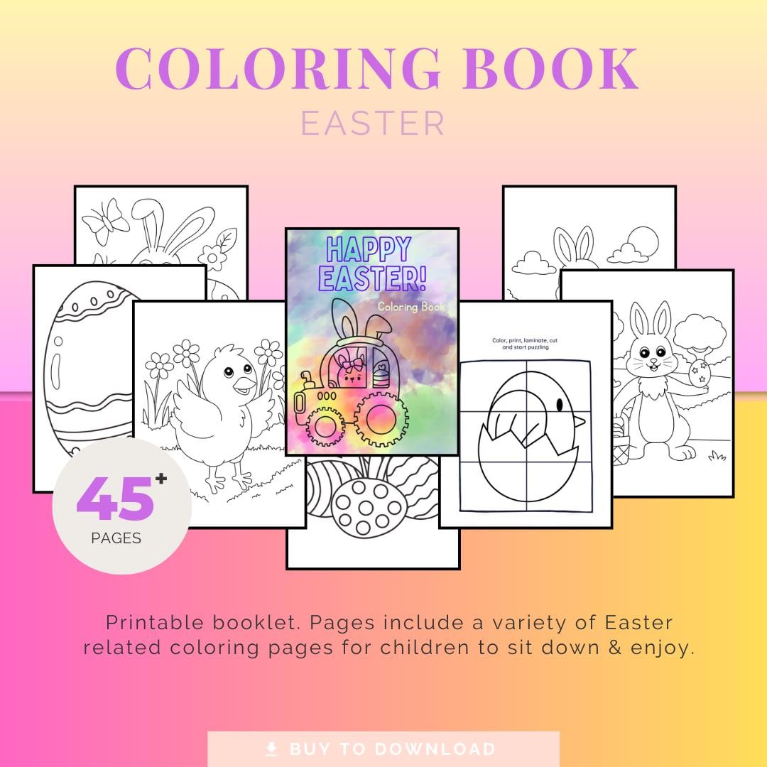Easter Coloring Book for Kids | Printable Spring Booklet Animals Eggs ...