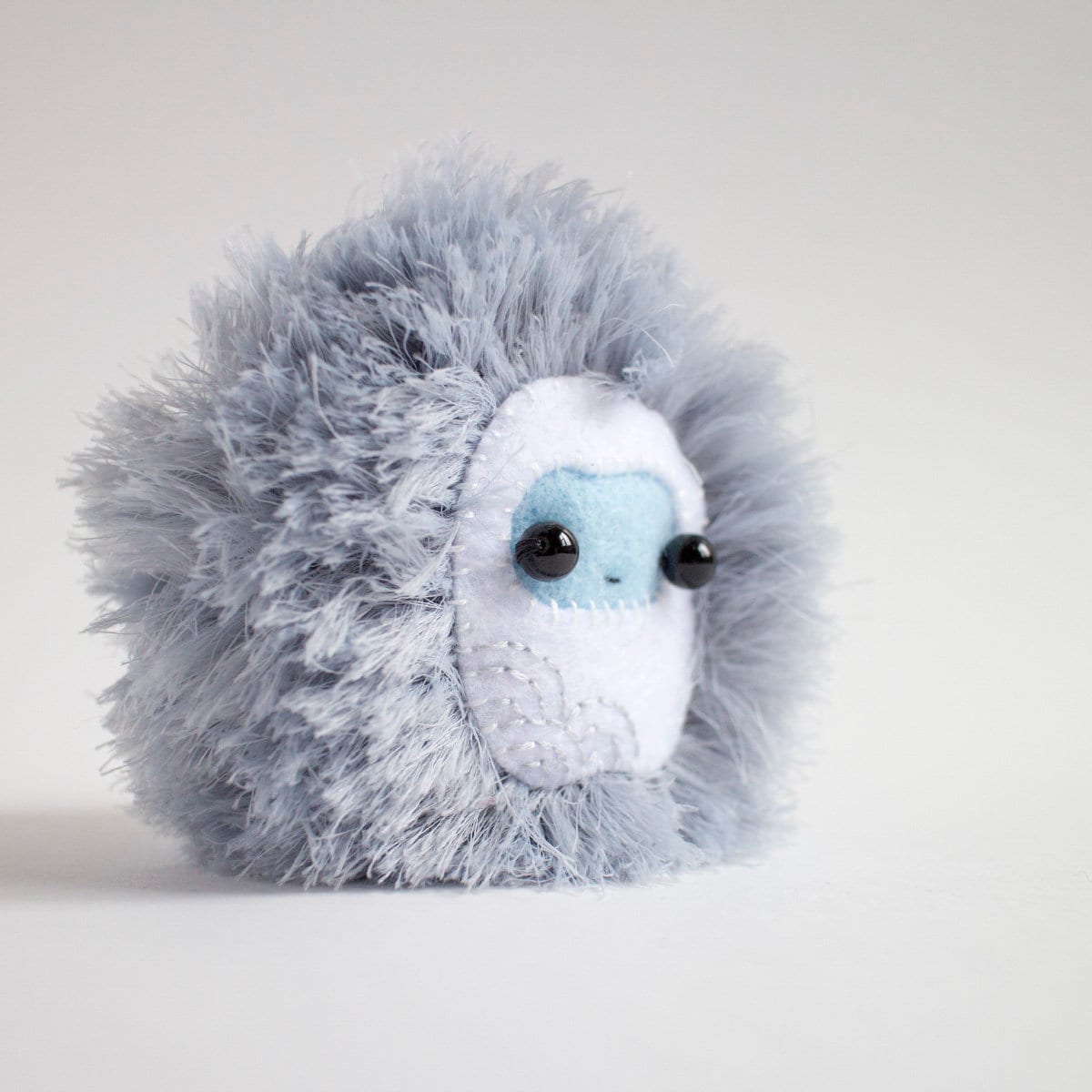 fluffy blue monster plush - handmade stuffed toy