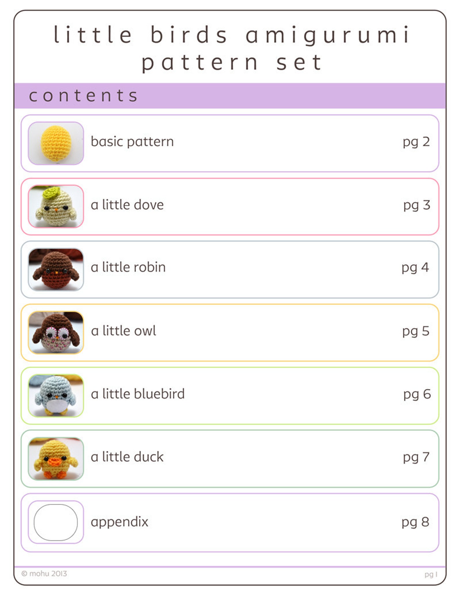 Little Birds Pattern Set Crochet Amigurumi Pattern - Etsy