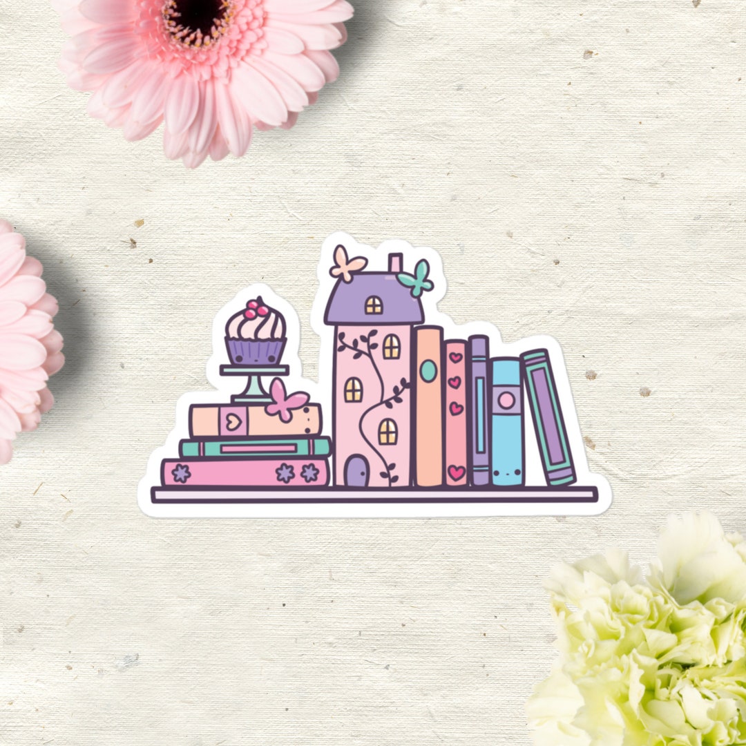 Cute Pastel Book Shelf Sticker - Vinyl Sticker for Book Lovers - Etsy