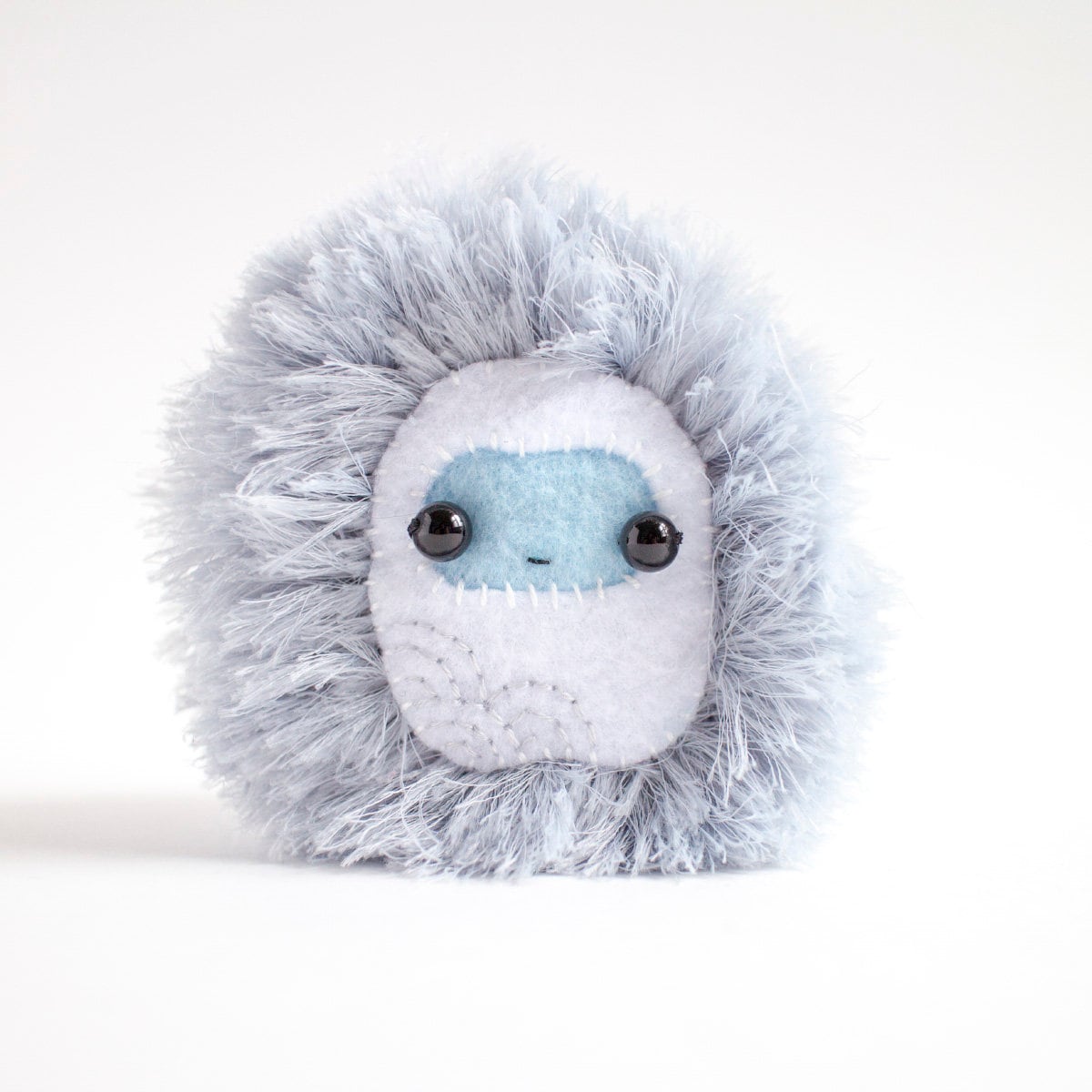 fluffy blue monster plush - handmade stuffed toy