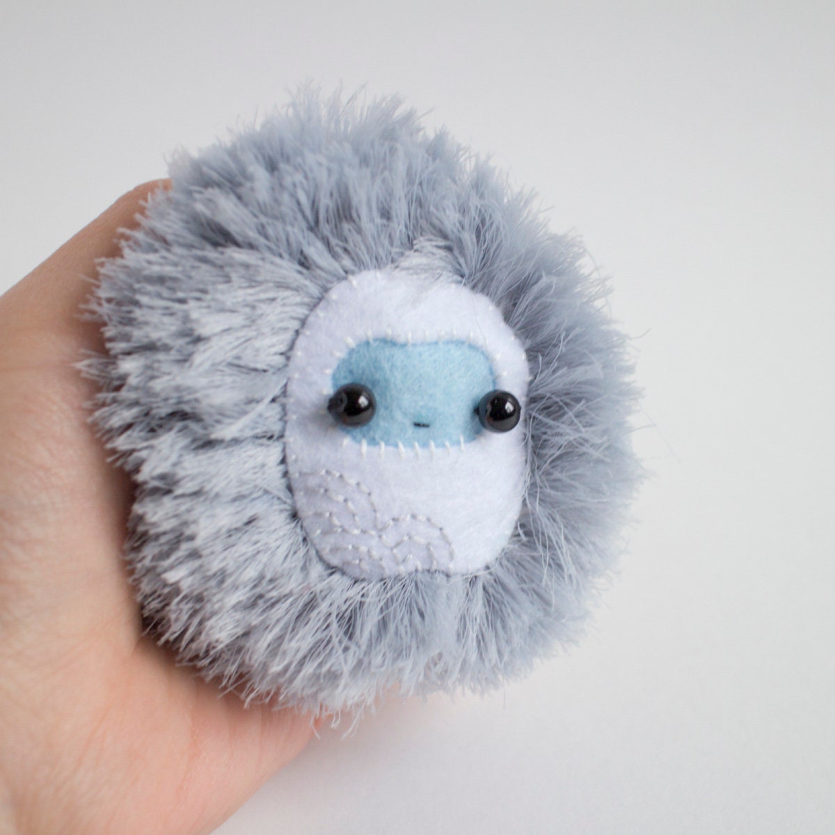 fluffy blue monster plush - handmade stuffed toy